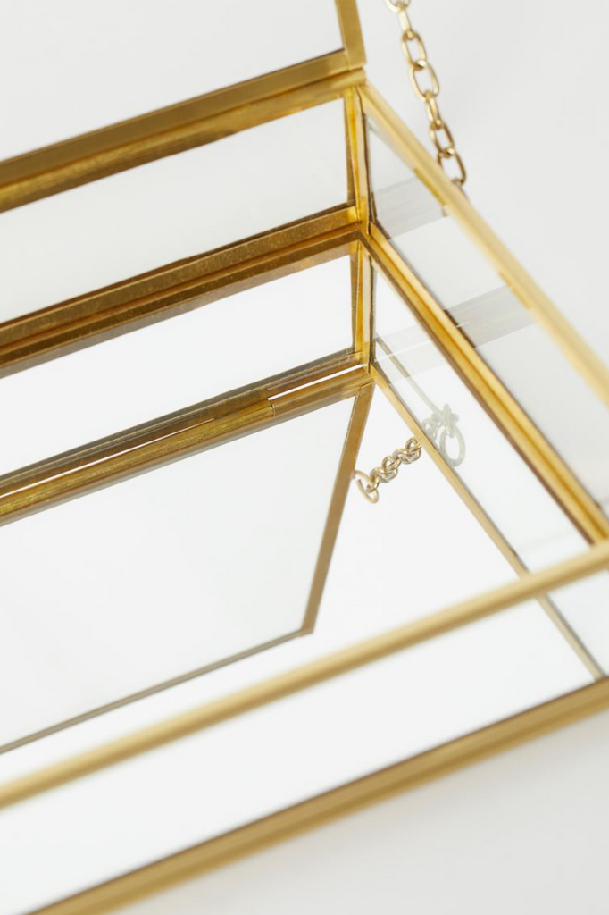 Gold Frame Glass Card Box (Medium) – Topknot Style Decor