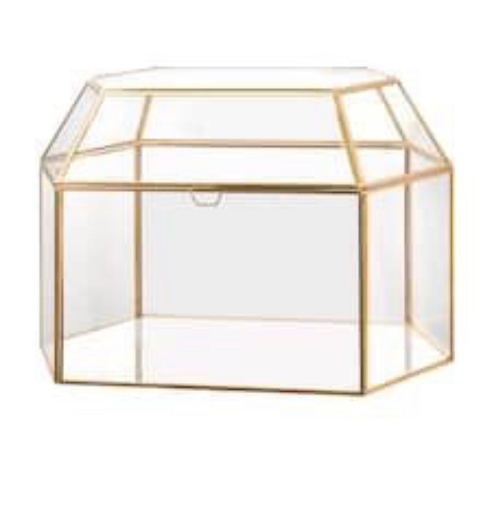 Gold Frame Glass Card Box (Large) – Topknot Style Decor